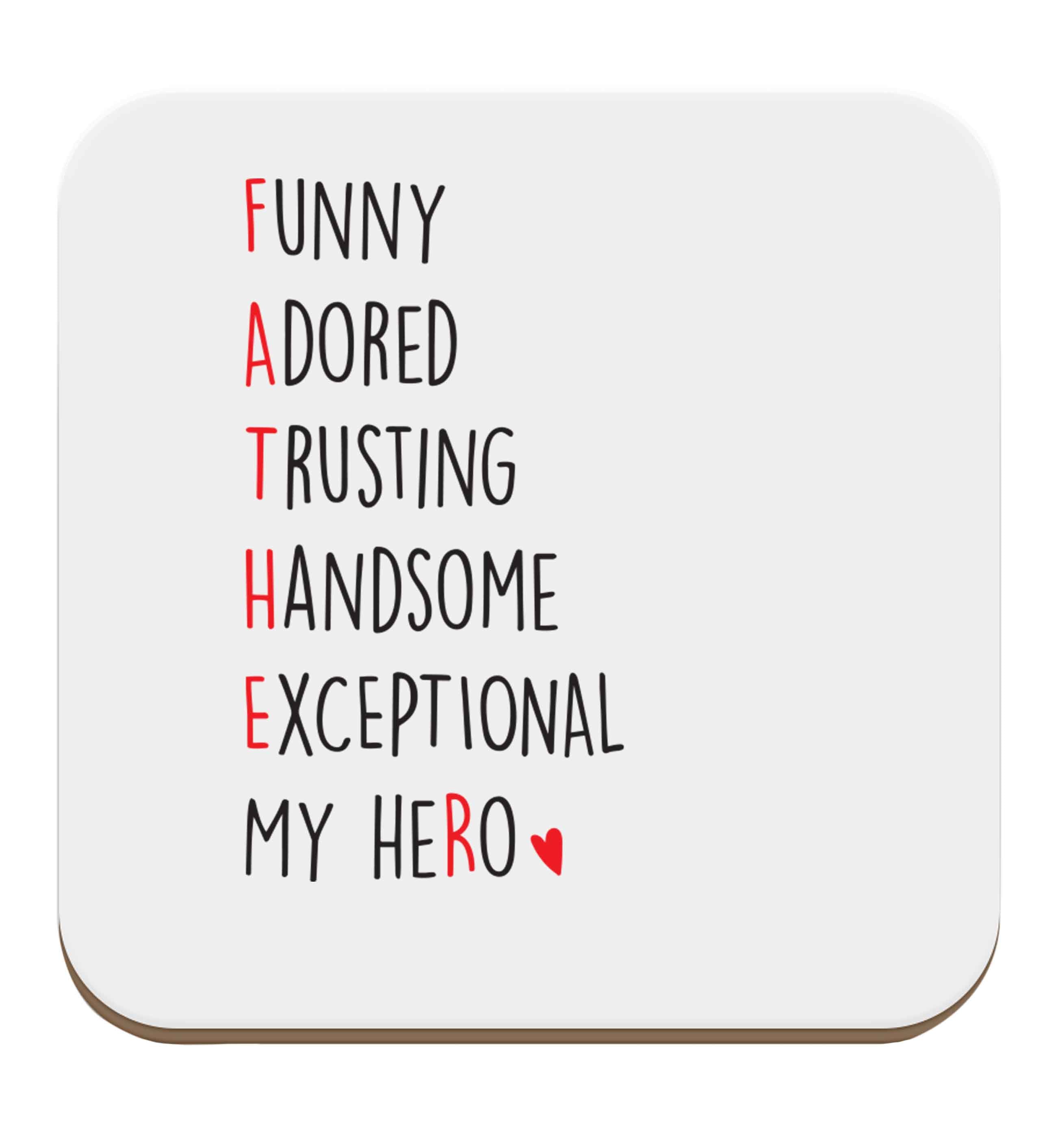 Father meaning hero acrostic poem - coaster | Flox Creative